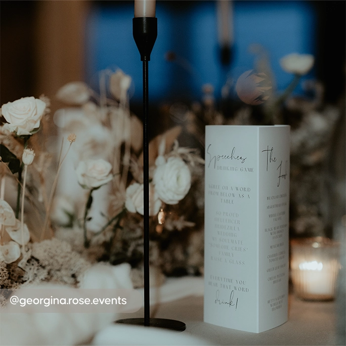 Wedding Table Talkers | Free-Standing Table Numbers & Menus