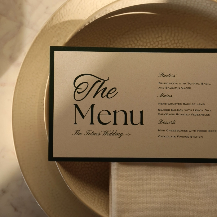 Wedding menu paper size | Beachweddingtips.com
