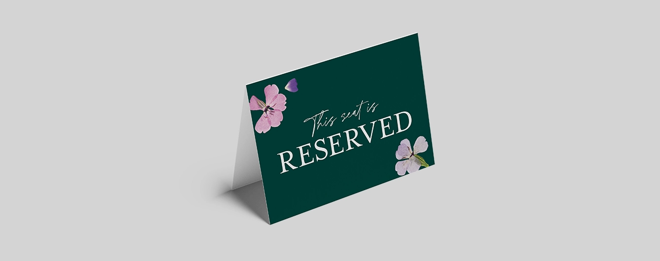 Wedding Seat Reserved Signs | Reserved Card Printing
